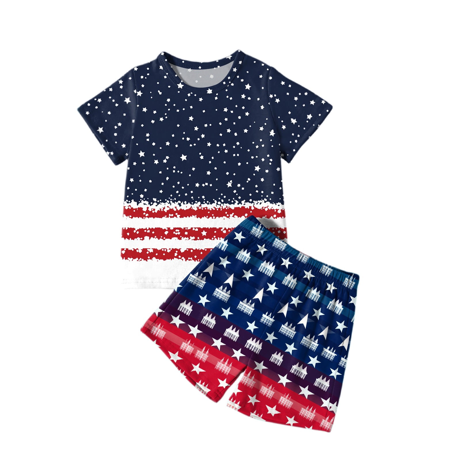 Ktyne Fourth Of July Outfits for Boys Girls Star Striped Short Sets 2 ...