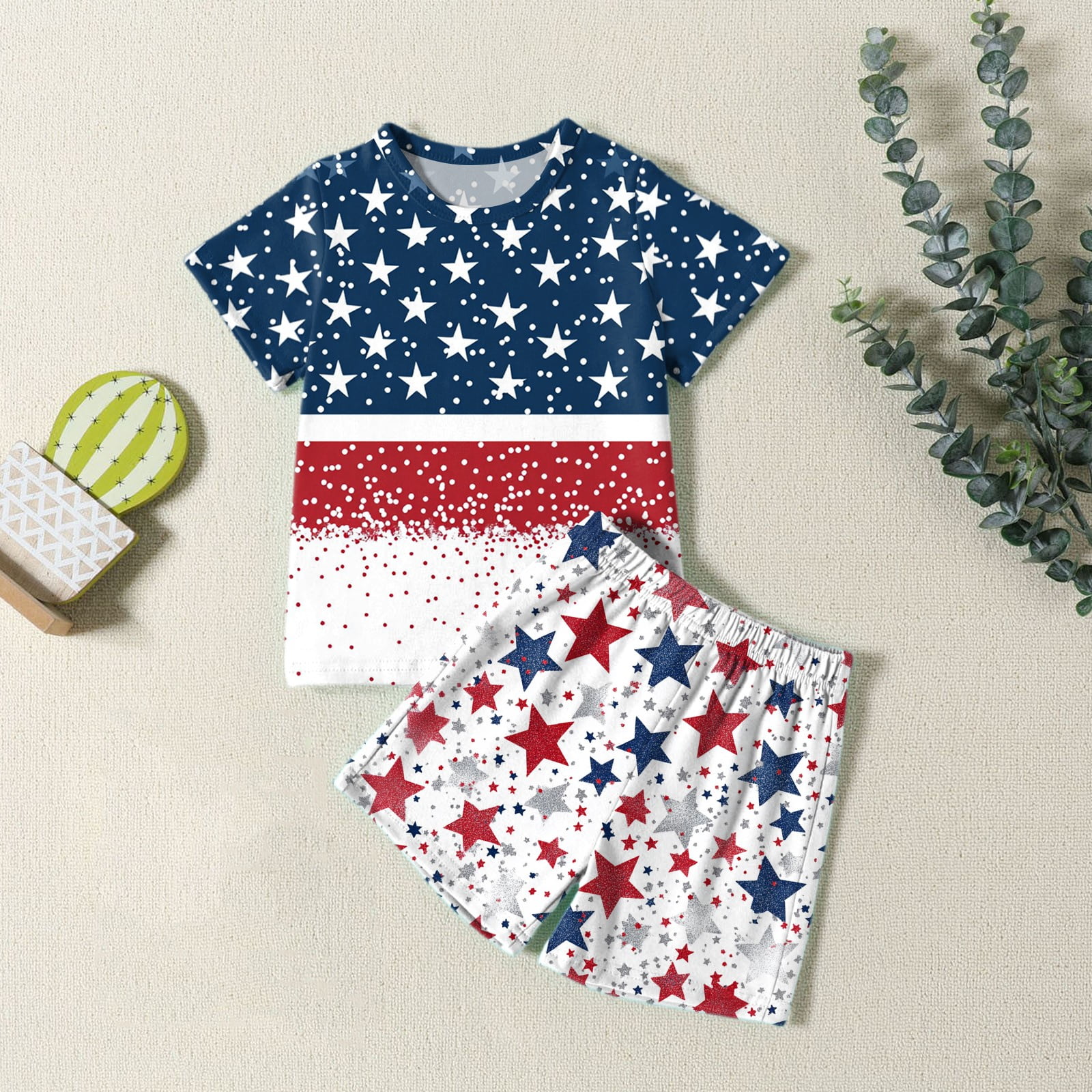 Ktyne Fourth Of July Outfits for Boys Girls Star Striped Short Sets 2 ...