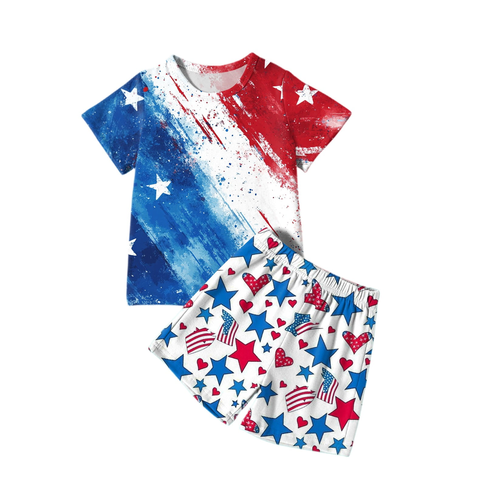Ktyne Fourth Of July Outfits Boys Girls Usa Flag Short Sets 2 Piece ...