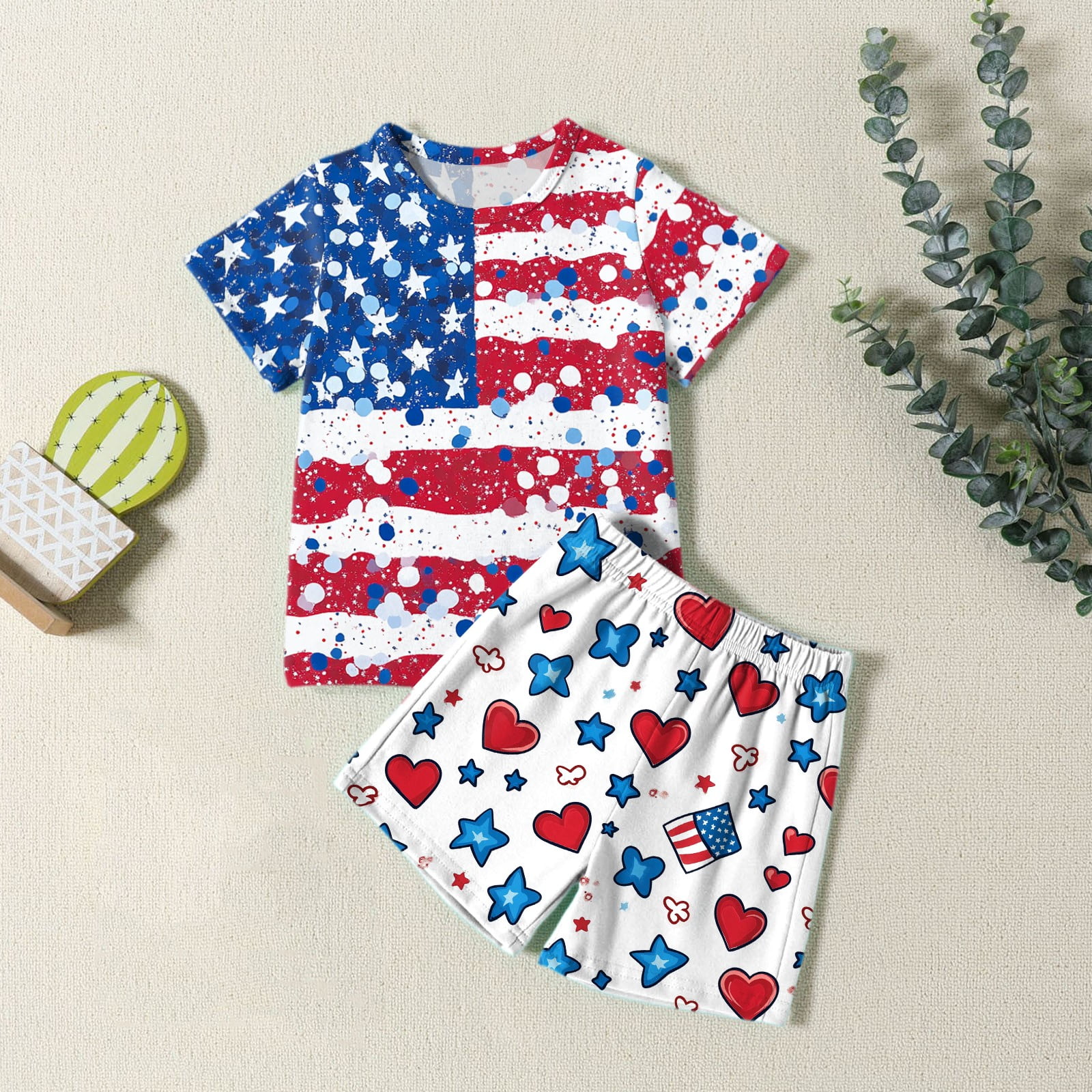 Ktyne Fourth Of July Outfits Boys Girls Usa Flag Short Sets 2 Piece ...