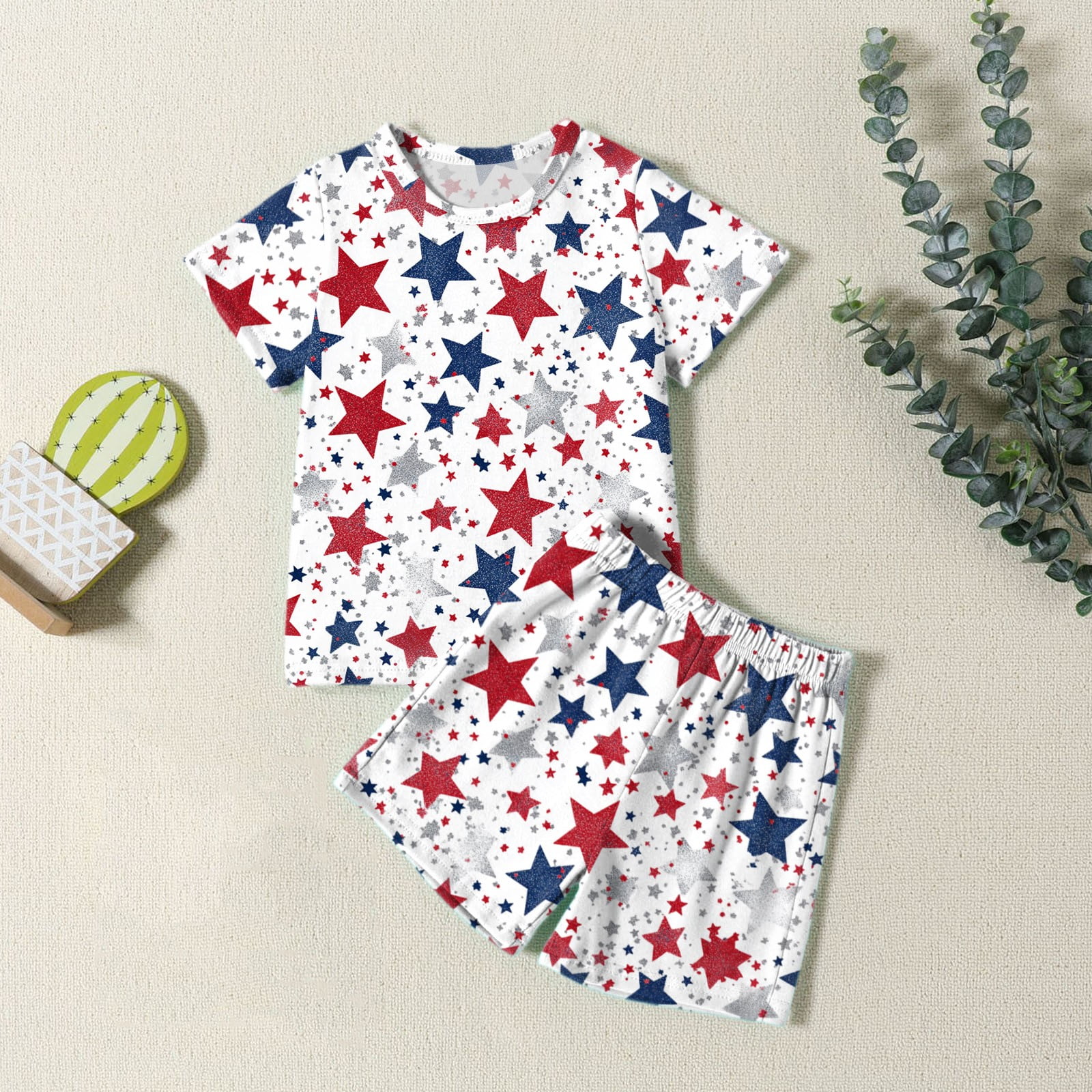 Ktyne Fourth Of July Outfits Kids Boys Girls American Flag Short Sets 2 ...