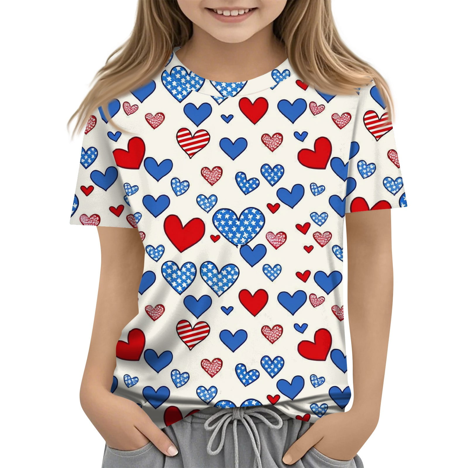Ktyne Fourth Of July Shirts for Toddler Girls Short Sleeve Usa Flag ...