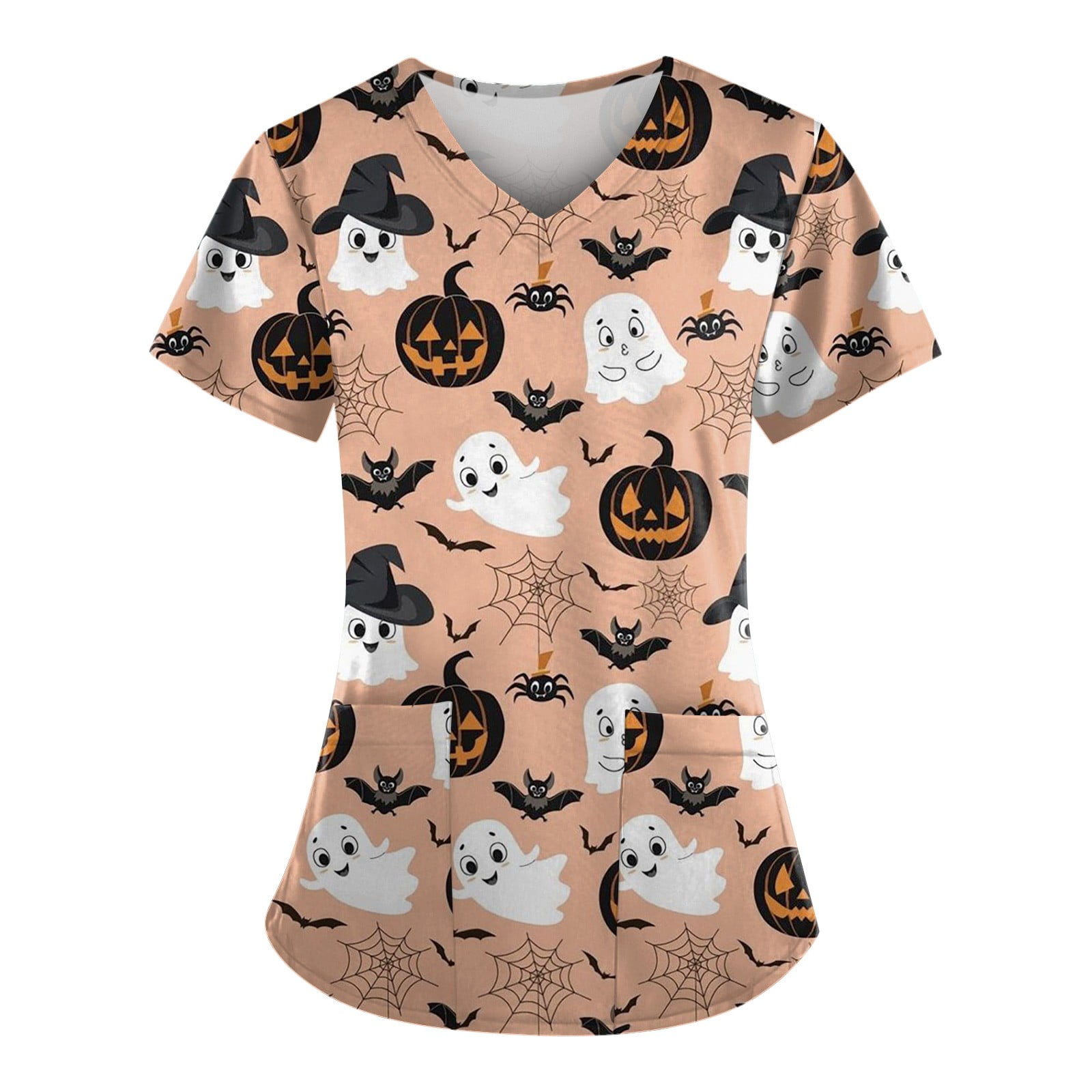 Ktyne Halloween Scrubs For Women Clearance Plus Size Short Sleeve Nurse