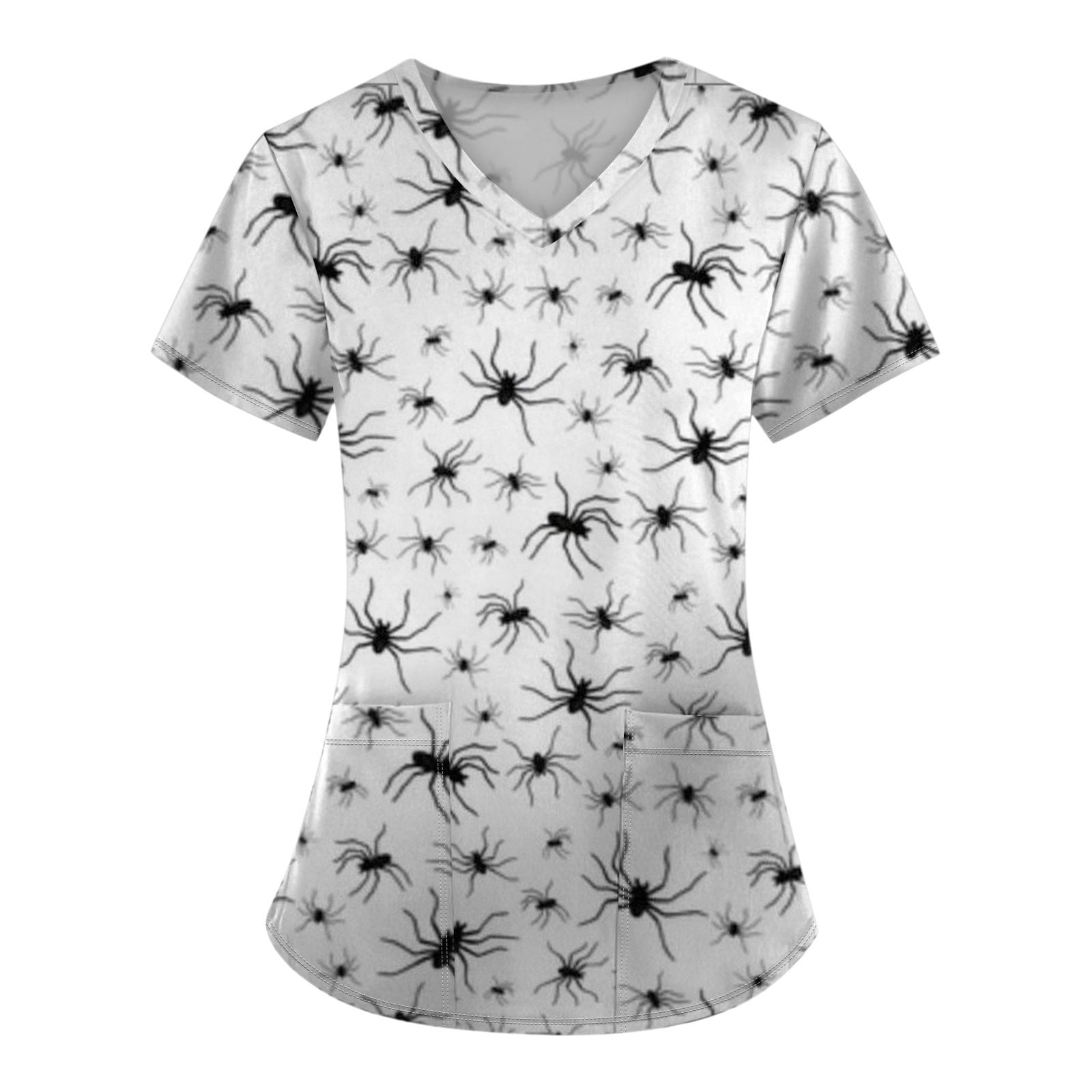 Ktyne Halloween Scrubs For Women Plus Size Short Sleeve Medical Nursing