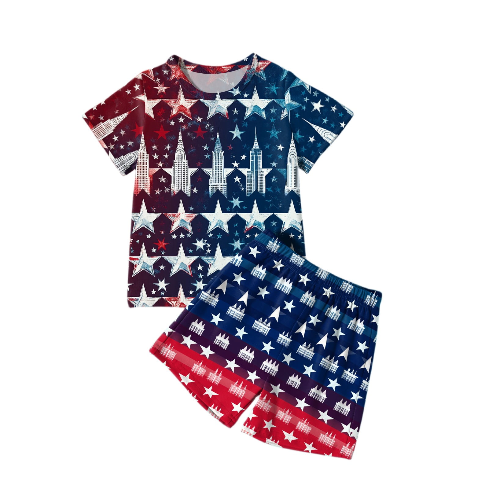 Ktyne Independence Day Outfits Kids Boys Girls American Flag Short Sets ...
