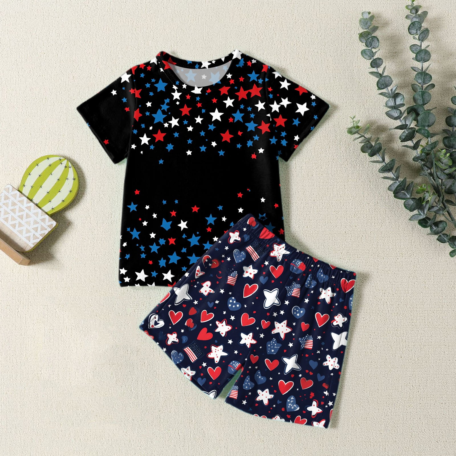 Ktyne Independence Day Outfits Kids Boys Girls Usa Flag Short Sets 2 ...