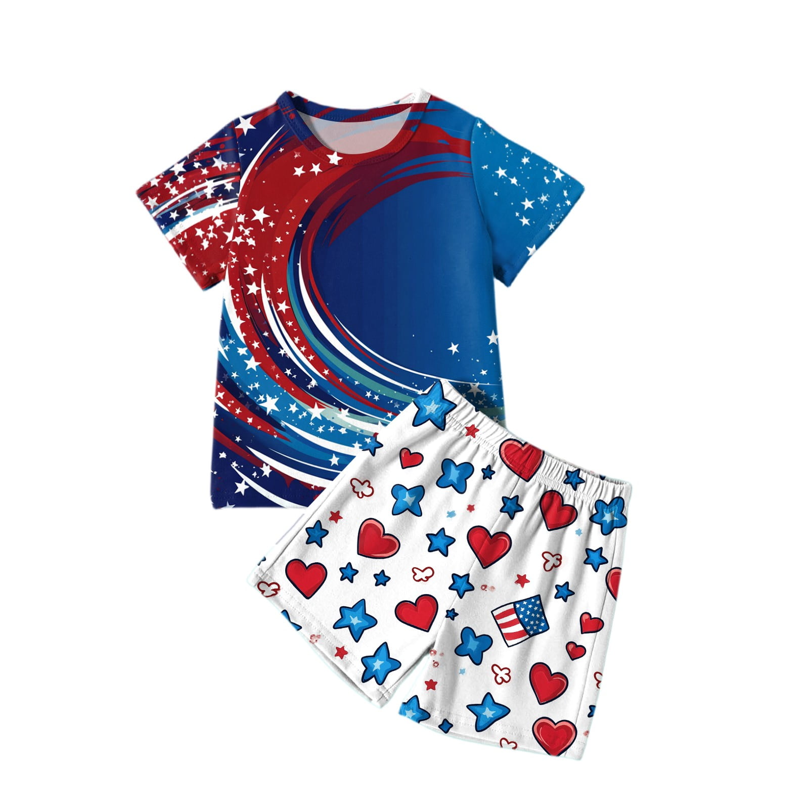 Ktyne Independence Day Outfits Teen Boys Girls Kids Star Striped Short ...