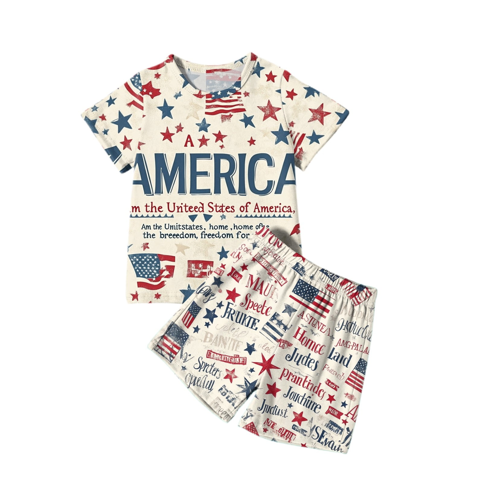 Ktyne Kids Boys Girls Independence Day Outfits American Flag Short Sets ...