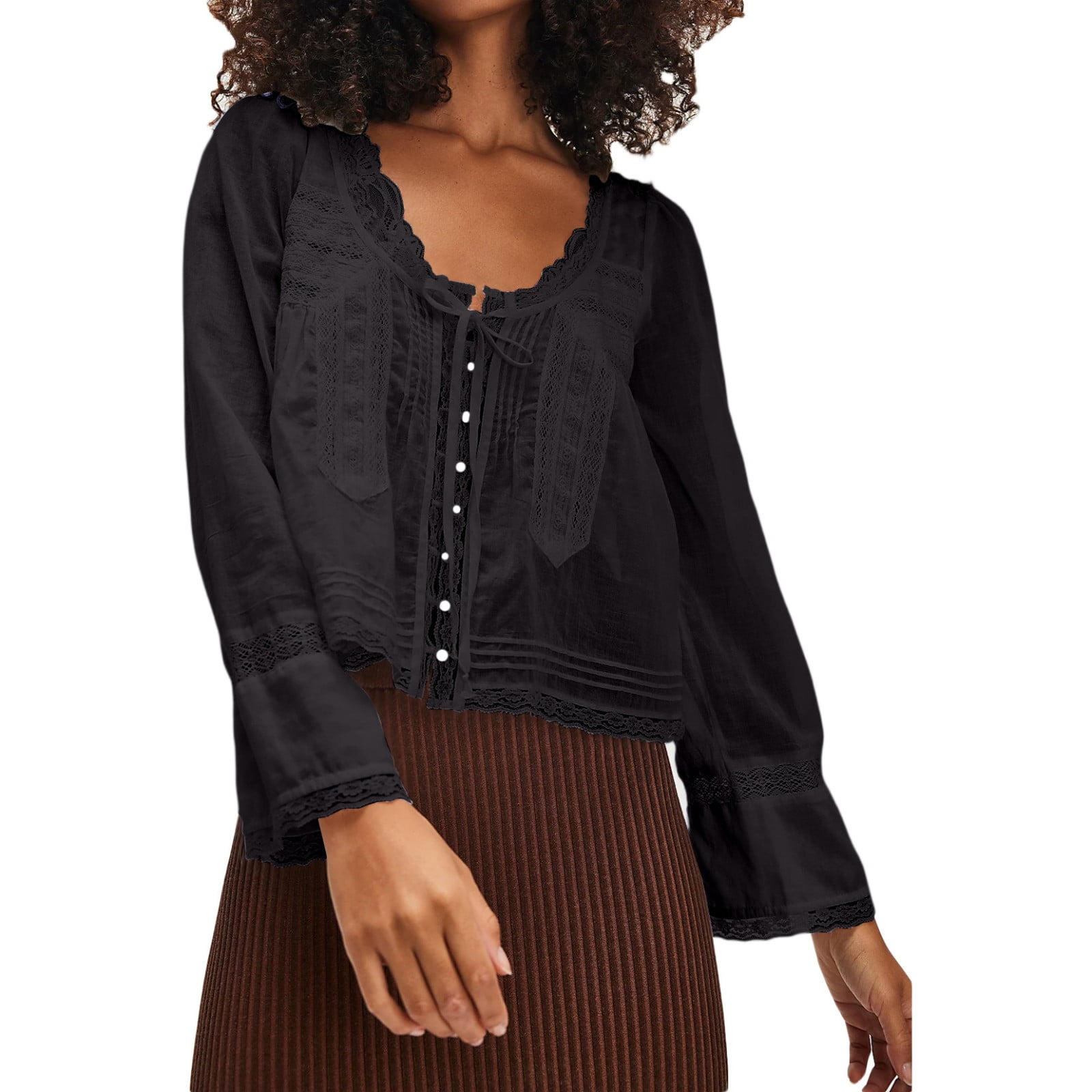 Ktyne Lace Tanks for Women Tie Front Crop Vest Beach Vacation Y2k ...