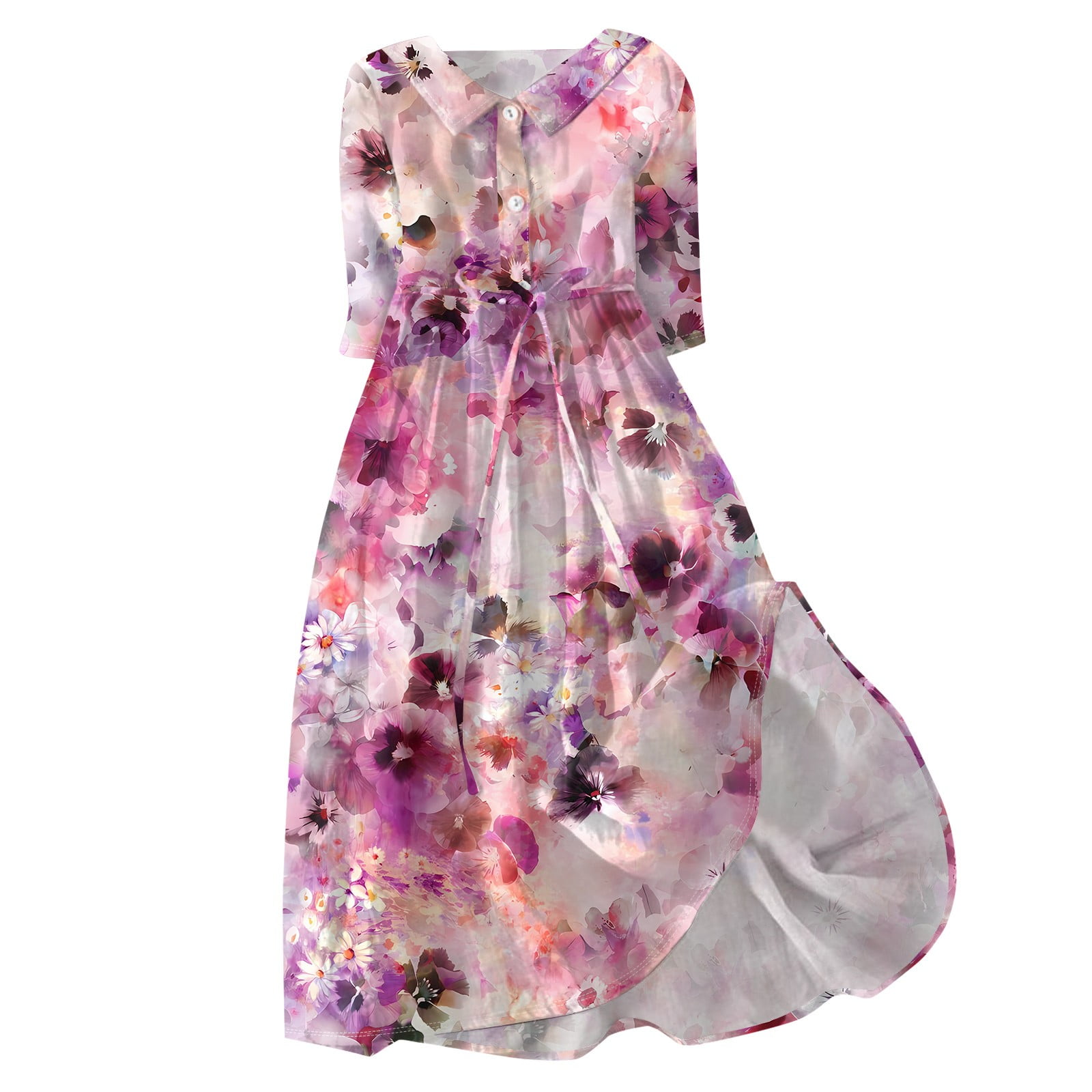 Ktyne Sundresses For Women 2024 Trendy Boho Floral Lapel Neck Button