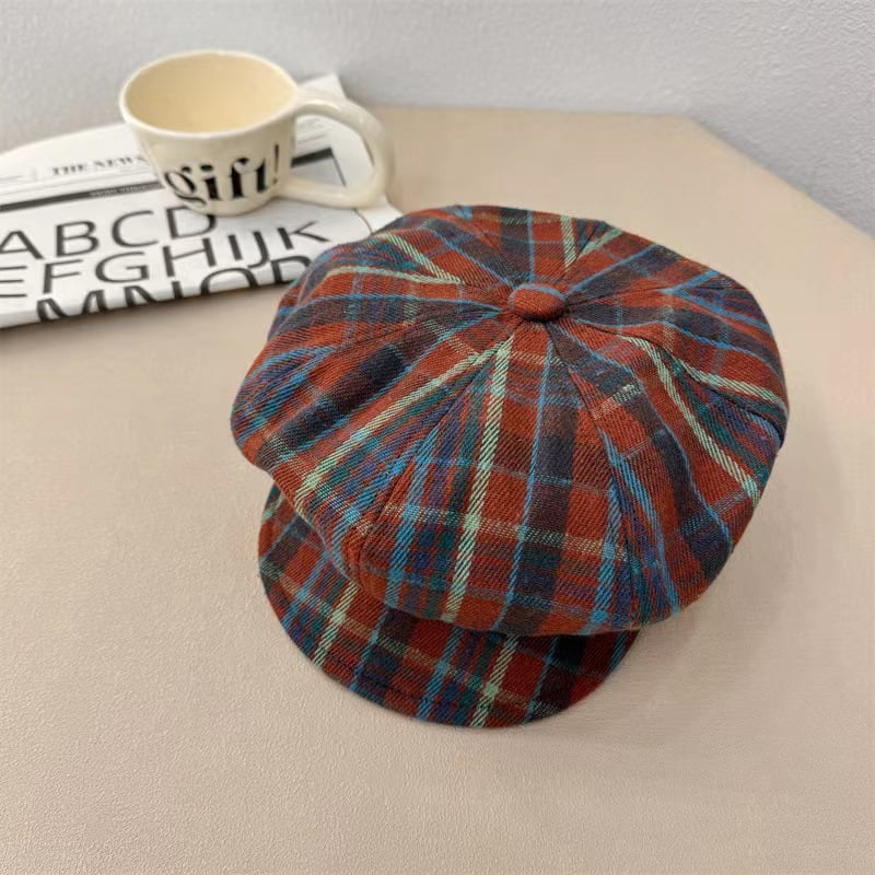 KuKuZhu Plaid Newsboy Cap For Women&Men Autumn Octagonal Hats Female ...
