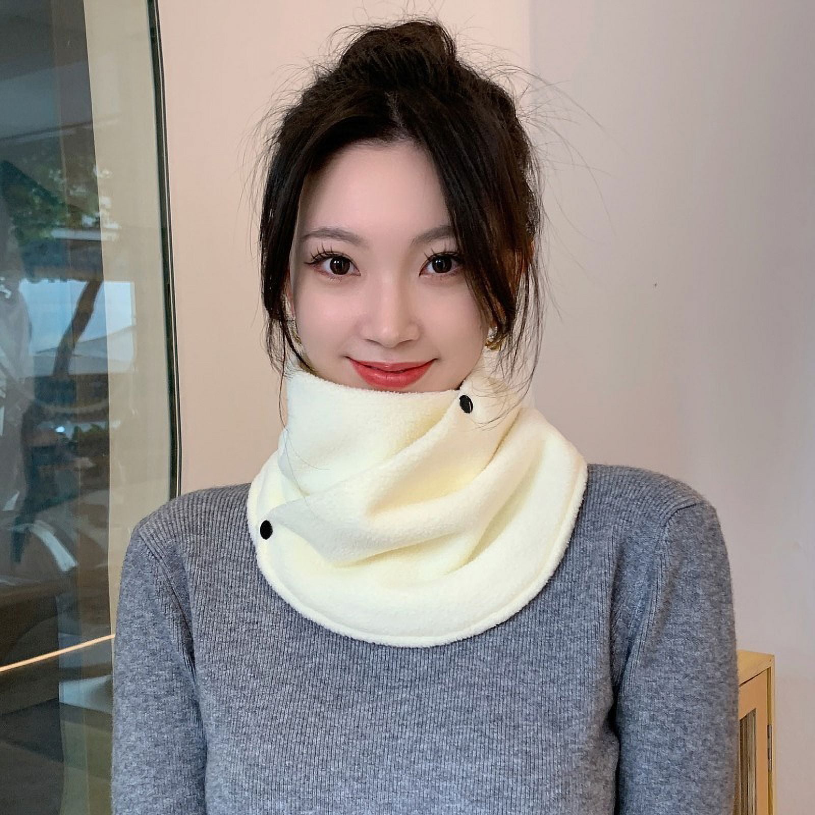 KuKuZhu Winter Lamb Fleece Women Scarf Warm Fake Collar Solid Color ...