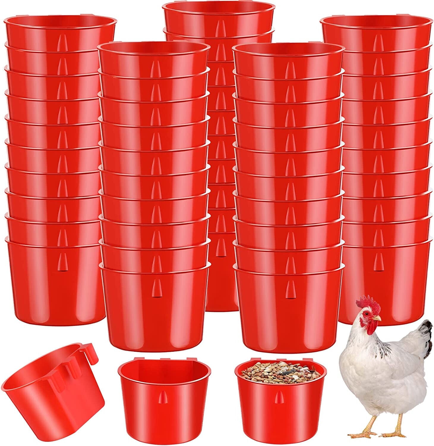 KuabohuI 20 Cup 8OZ Hanging Water Feed Cage Cups Poultry Gamefowl ...