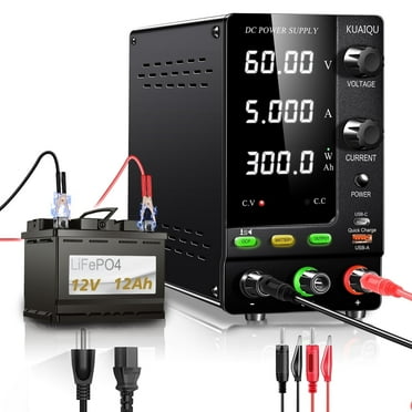 Jesverty DC Power Supply Variable, 0-60V 0-5A Switching Bench Power ...