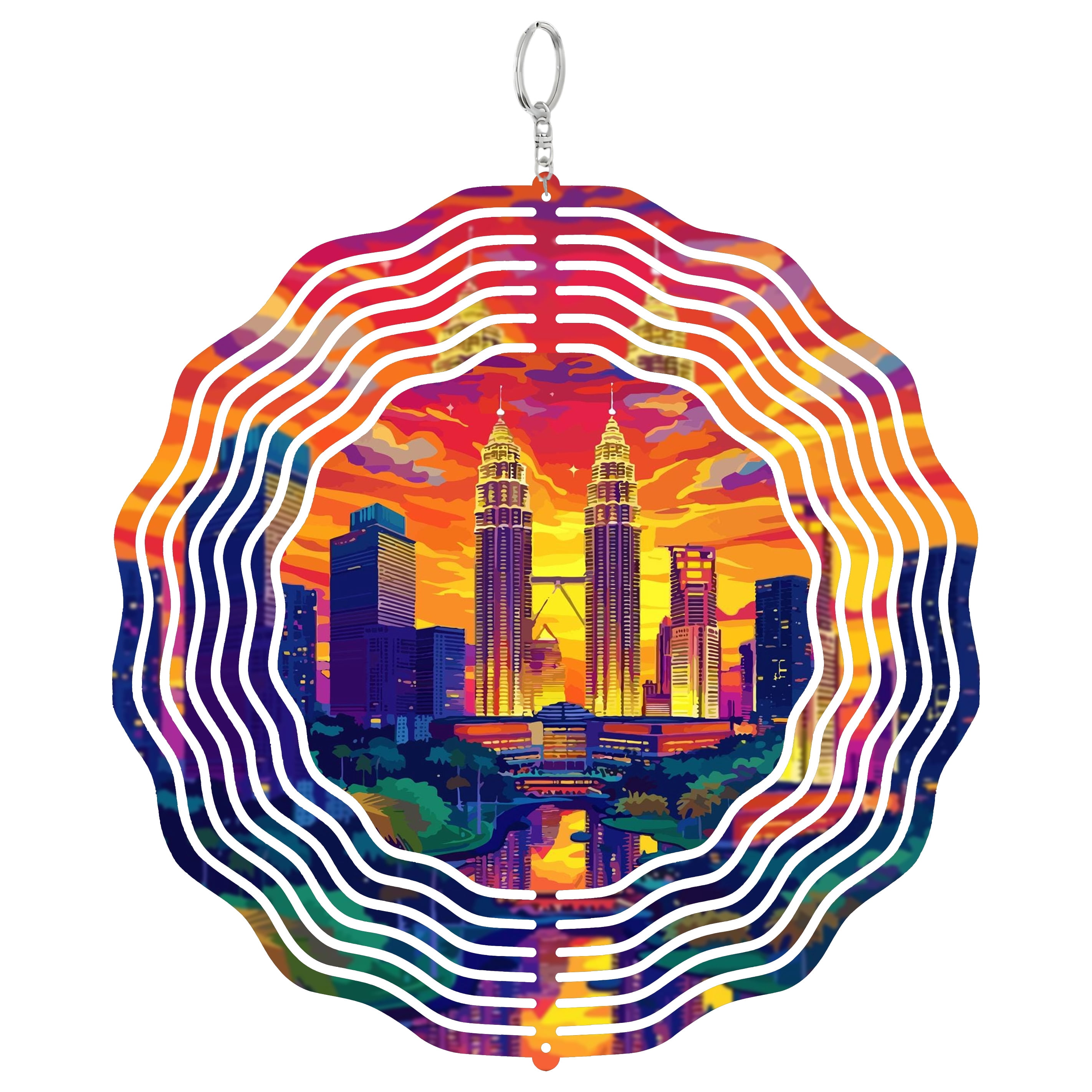 Kuala Lumpur Skyline Wind Spinner, Kinetic 3D Malaysia Garden Art Decor ...