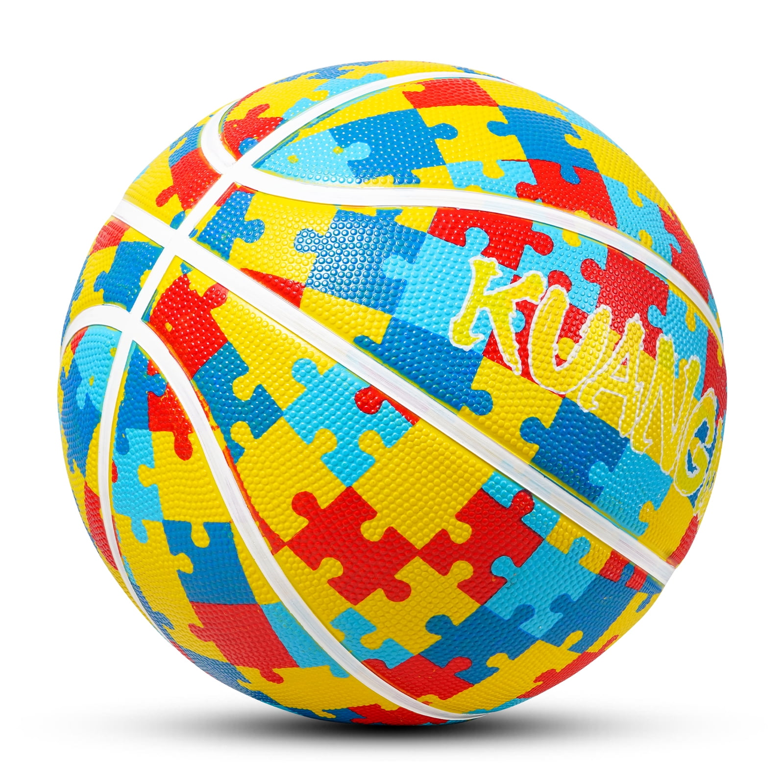 Kuangmi Puzzle Rubber Basketball Size5 Deep Color Kids Indoor and ...
