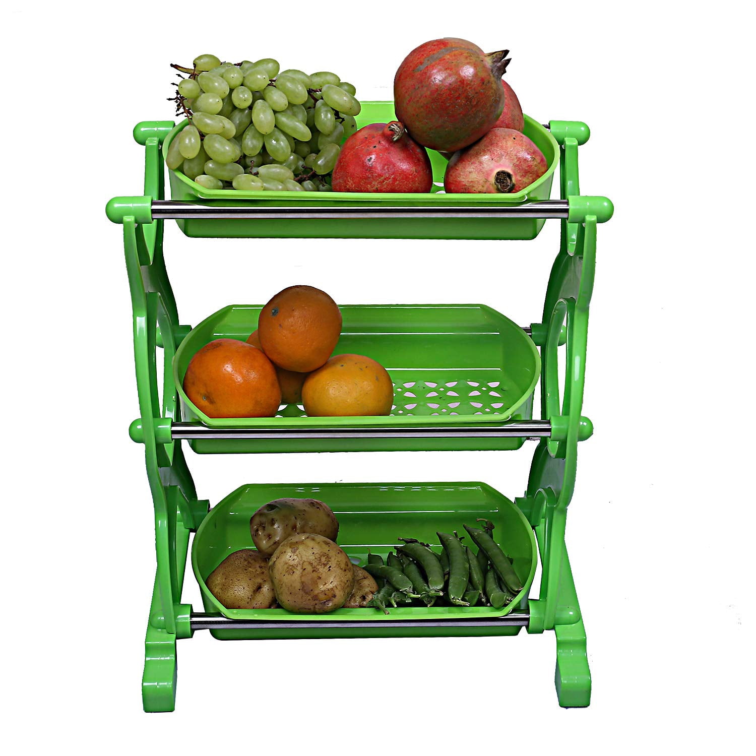 Kuber Industries 1 Piece Unbreakable Plastic Fruit Vegetables 3 Layer ...