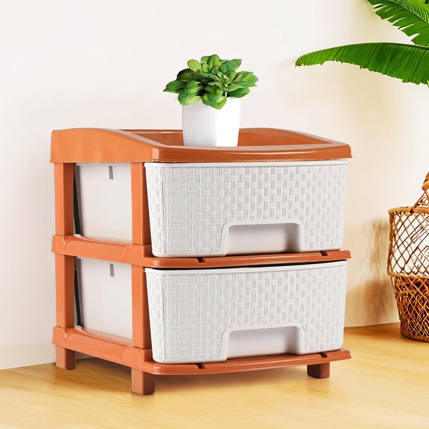 Kuber Industries 2Tier Collapsible Multipurpose Plastic Drawers Storage ...