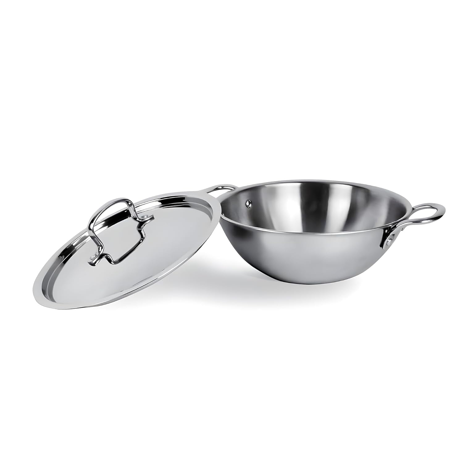 Kuber Industries 36L Stainless Steel Triply Frying Pan Kadai for ...