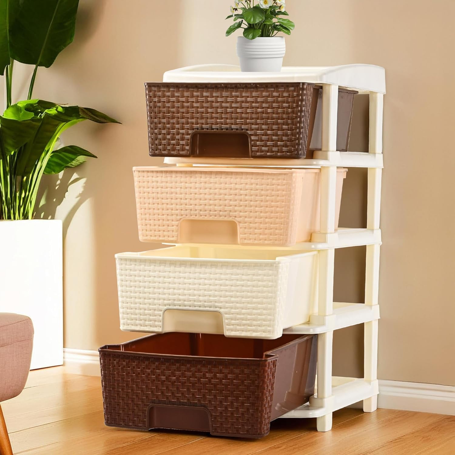 Kuber Industries 4Layer Plastic Modular Storage Drawer for Home Kitchen ...