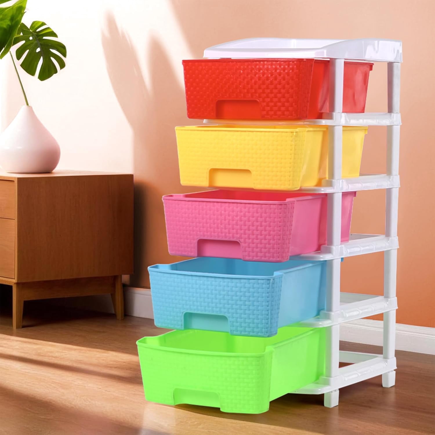 Kuber Industries 5 Layer Modular Drawer Storage Chest Plastic Storage ...