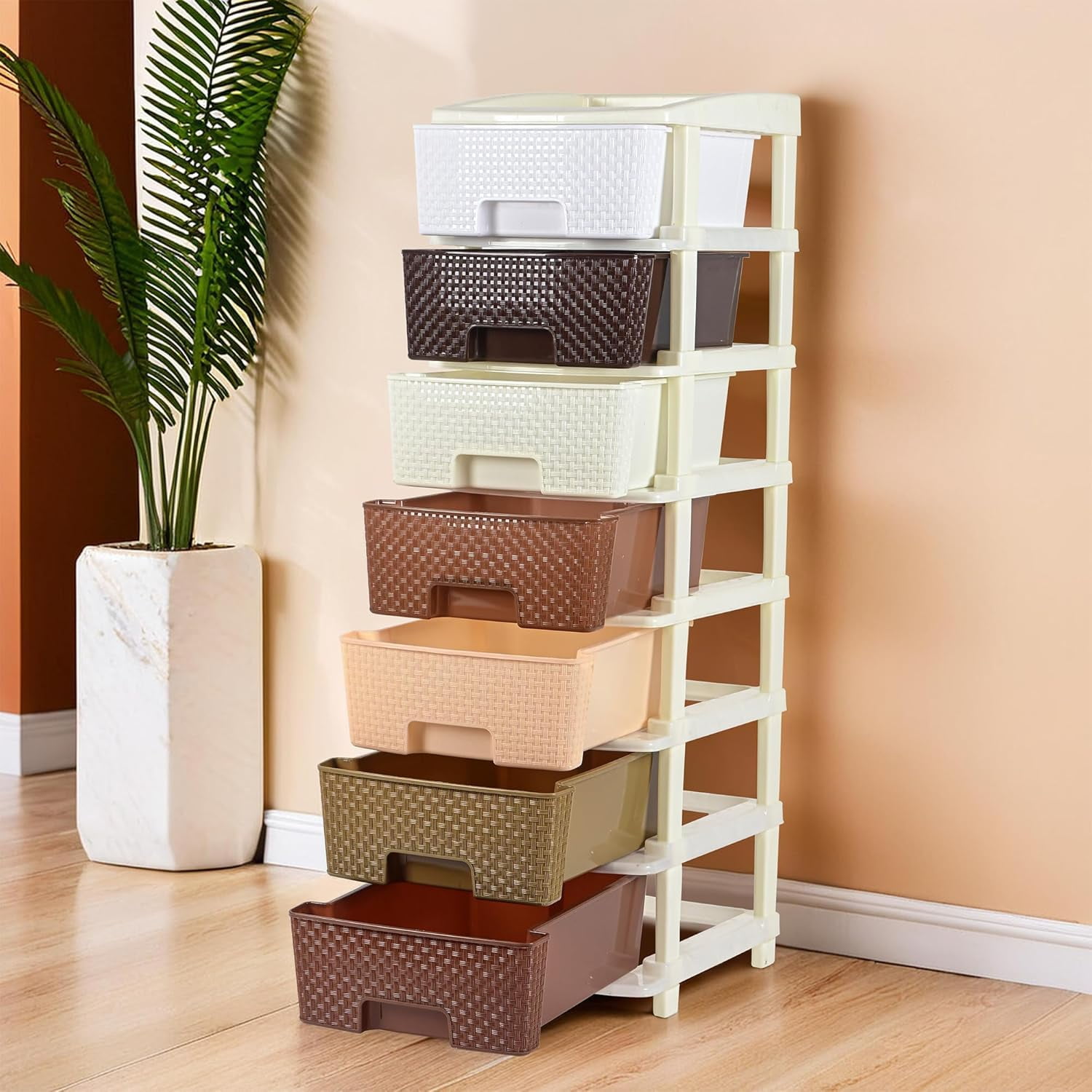 Kuber Industries 7Layer Plastic Modular Storage Drawer for Home Kitchen ...