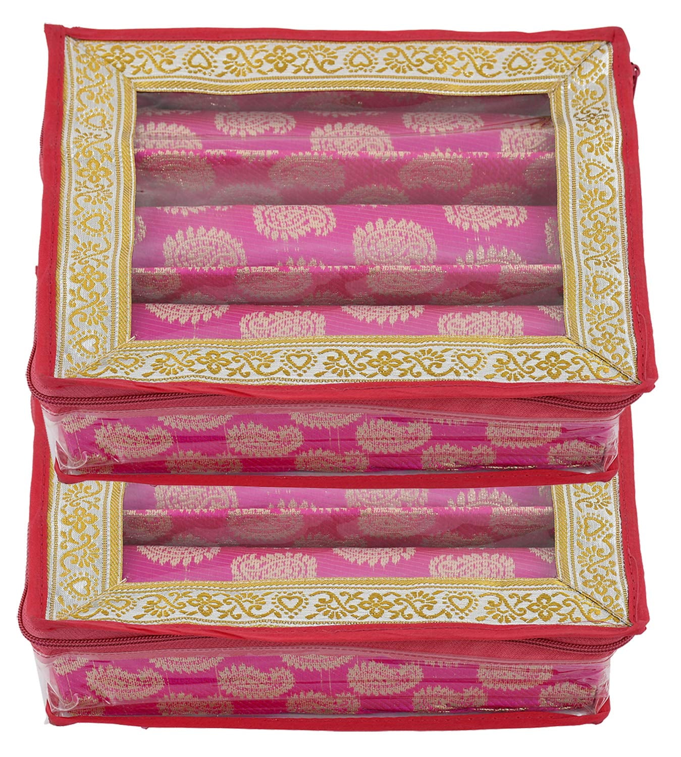 Kuber Industries Carry Design Brocade Hardboard 2 Pieces Three Rod ...