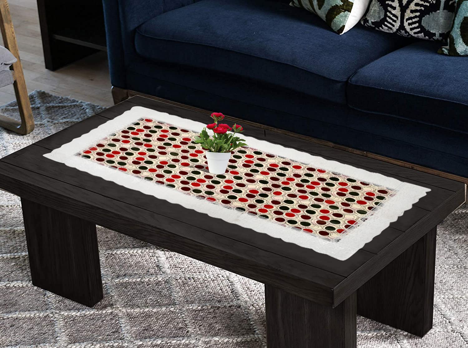 Kuber Industries Circle Design Pvc Table Runner For Farmhouse Dinner, Holiday Parties, Wedding ...