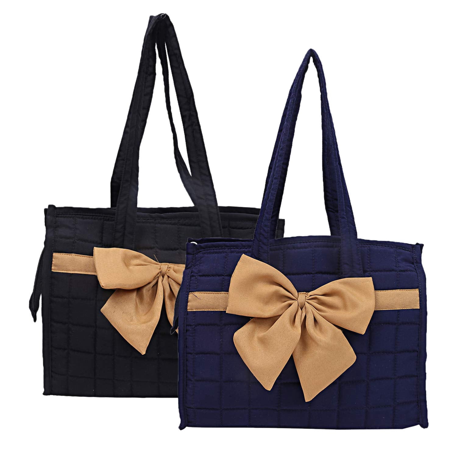 Kuber Industries Cotton 2 Pieces Women Hand Bag (Blue And Black ...