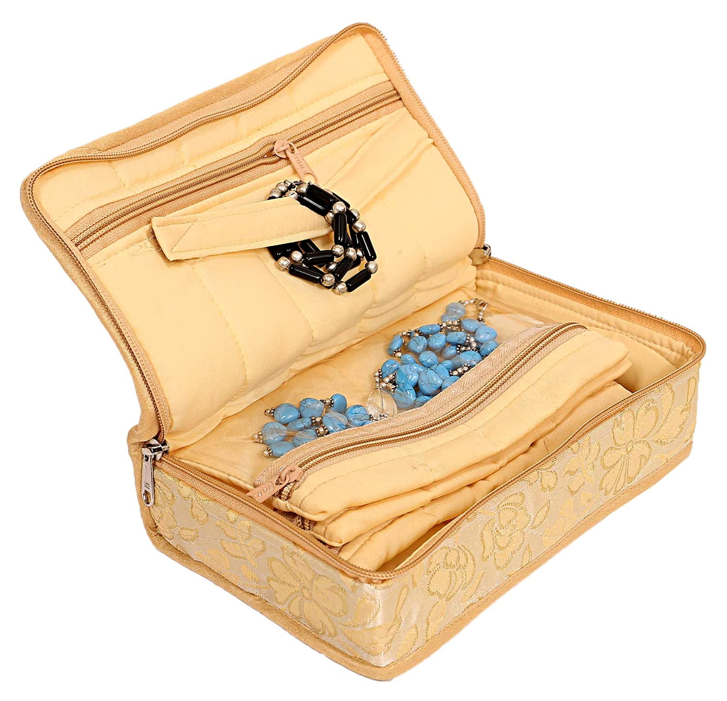 Kuber Industries Flower Design Portable Jewellery Organizer With 4 ...