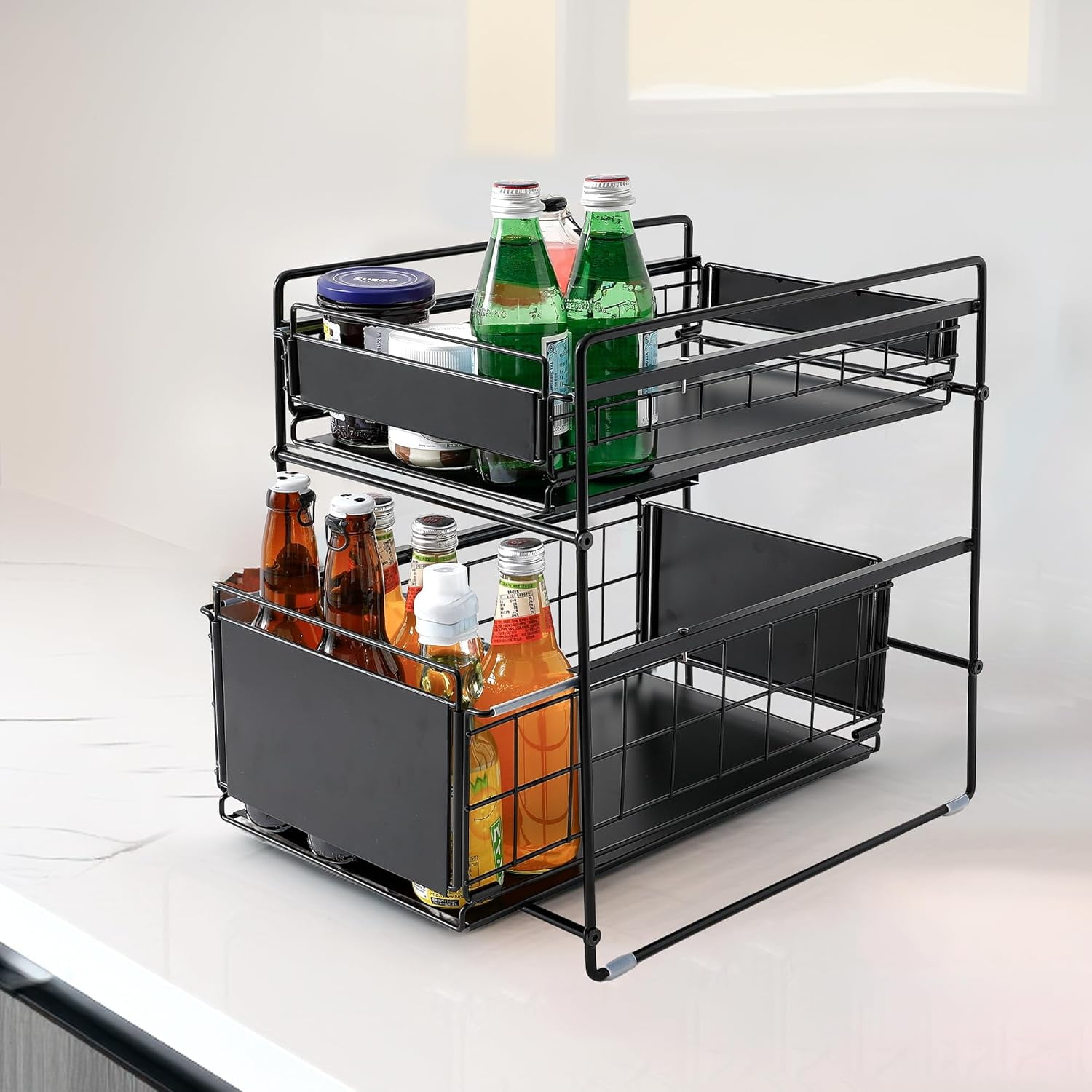 Kuber Industries Iron 2 Tier Corner Stand for Kitchen Counter Top with ...