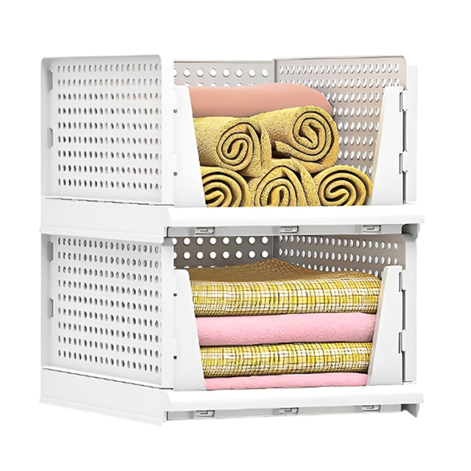 Kuber Industries Large 2 Pcs Stack it Up Cloth Stacker Foldable Shirt ...