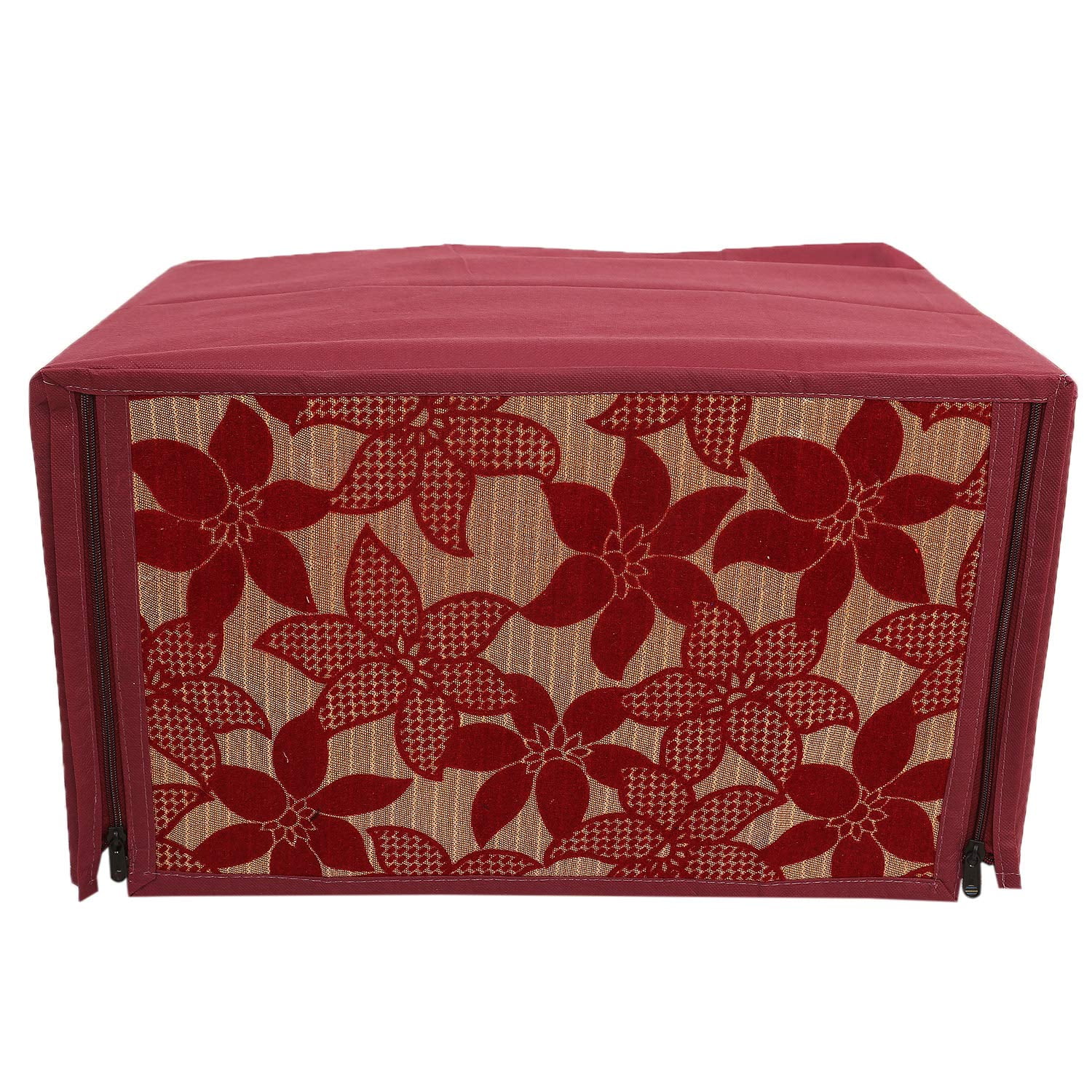 Kuber Industries Leaf Design Velvet Microwave Oven Cover Maroon 20 LTR ...