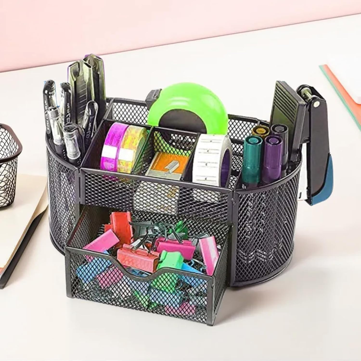 Kuber Industries Multipurpose Mesh Metal Stationary Combine Storage Box ...