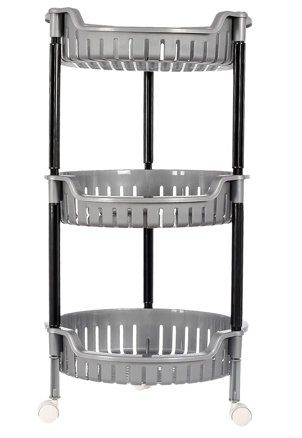 Kuber Industries Multiuses 3 Tier Round Plastic Storage Cart Organizer ...