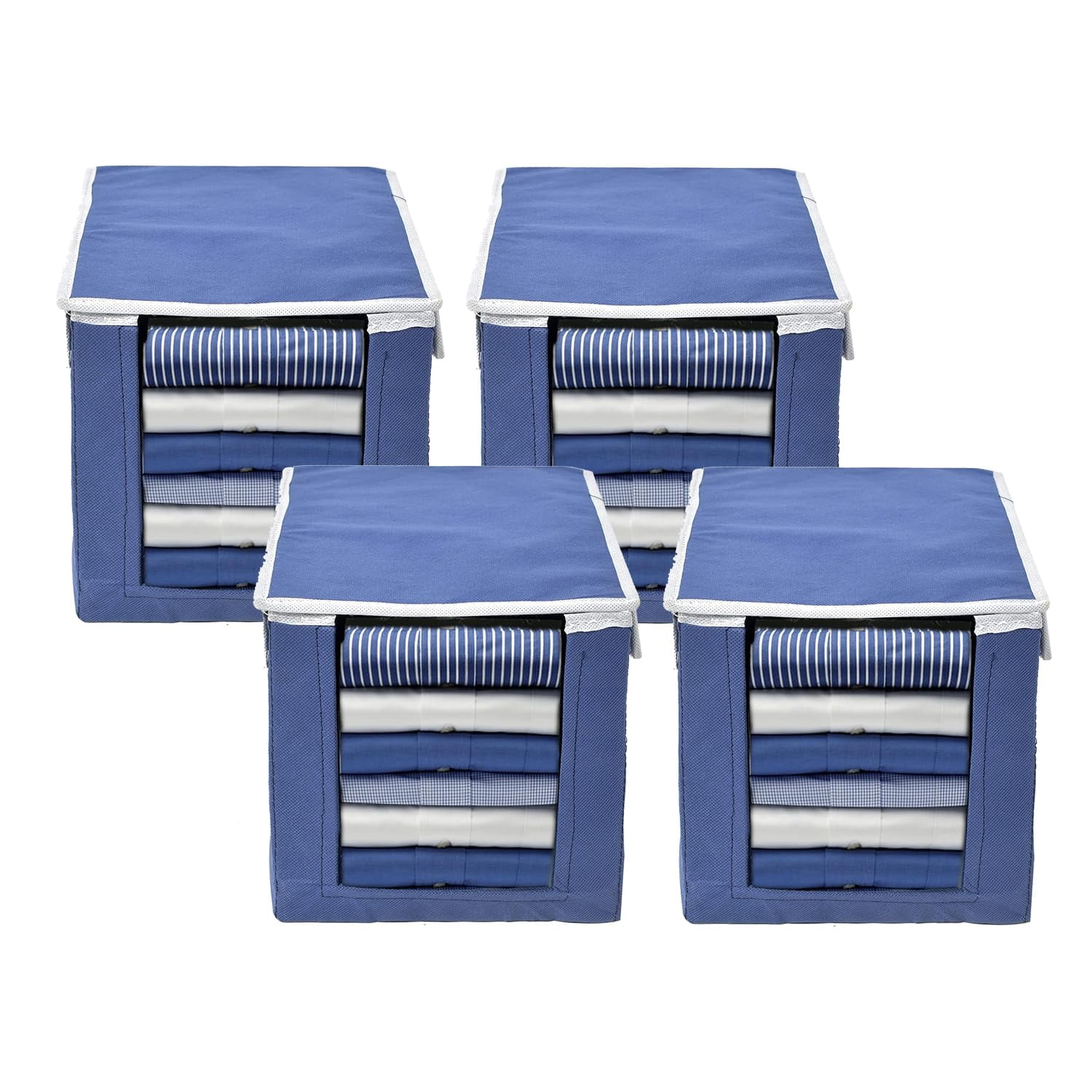 Kuber Industries NonWoven Foldable Shirt Stacker With Carrying Handle Lid Cloth Wardrobe ...