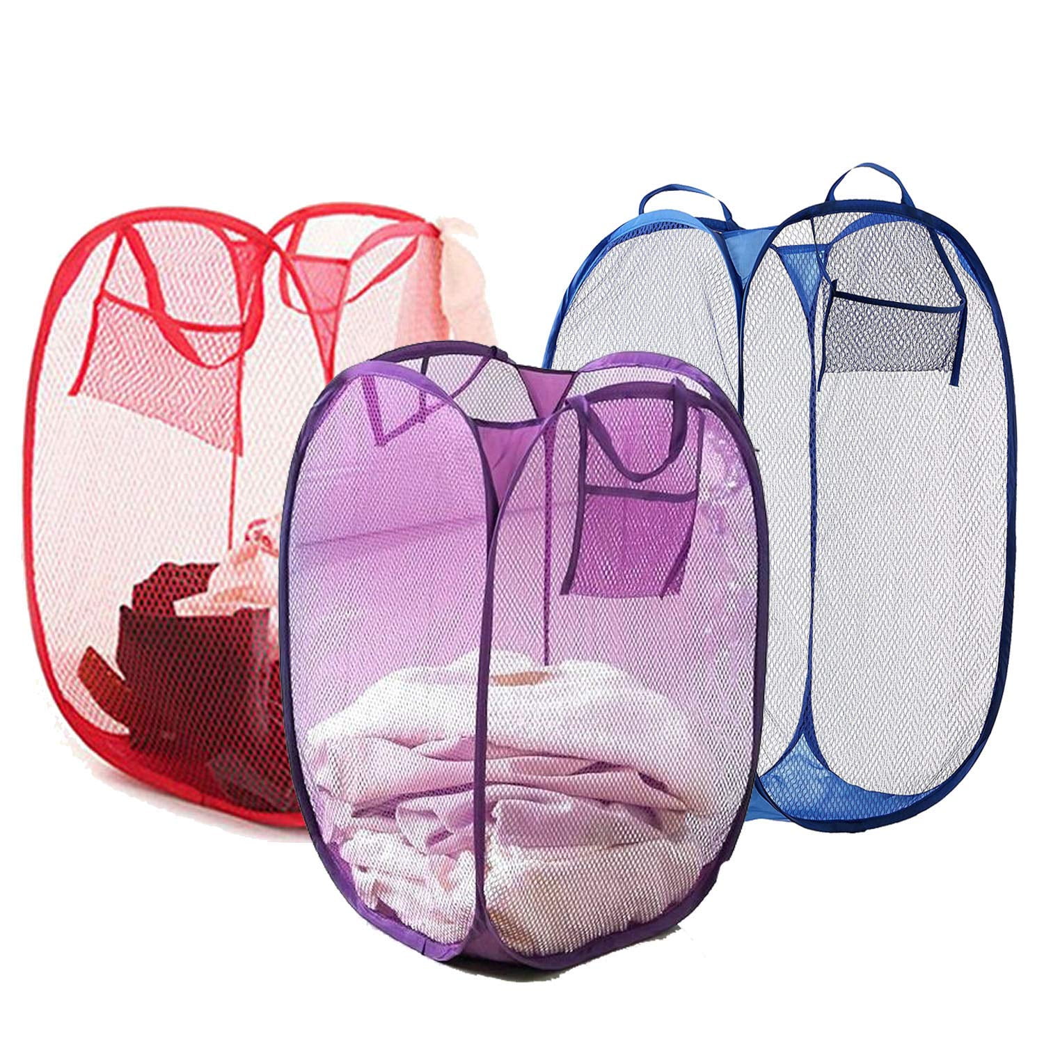 Kuber Industries Nylon 3 Piece Mesh Laundry Basket20Ltr ...