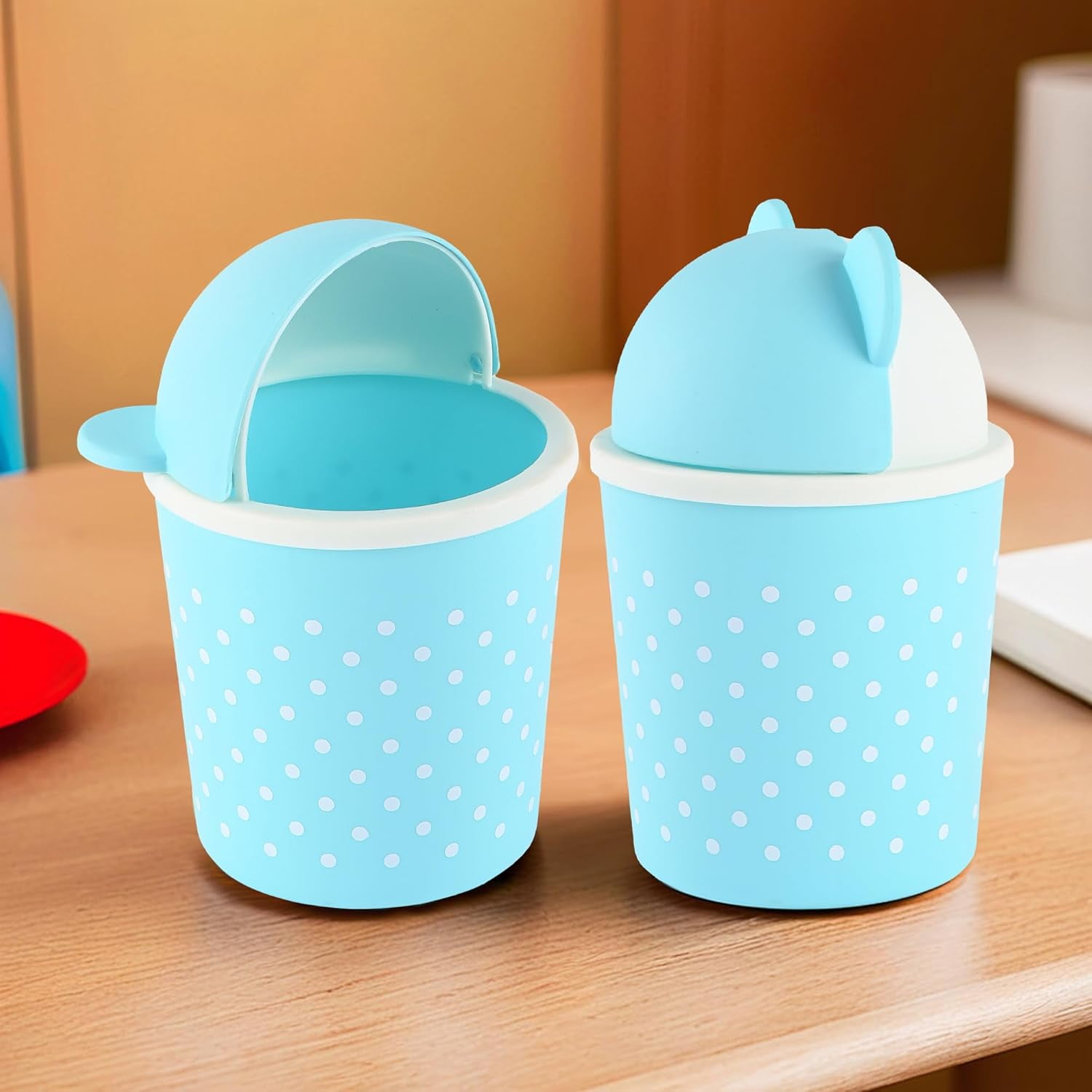 Kuber Industries Pack of 2 Cute Small 1 Ltr Table Dustbin for Home ...