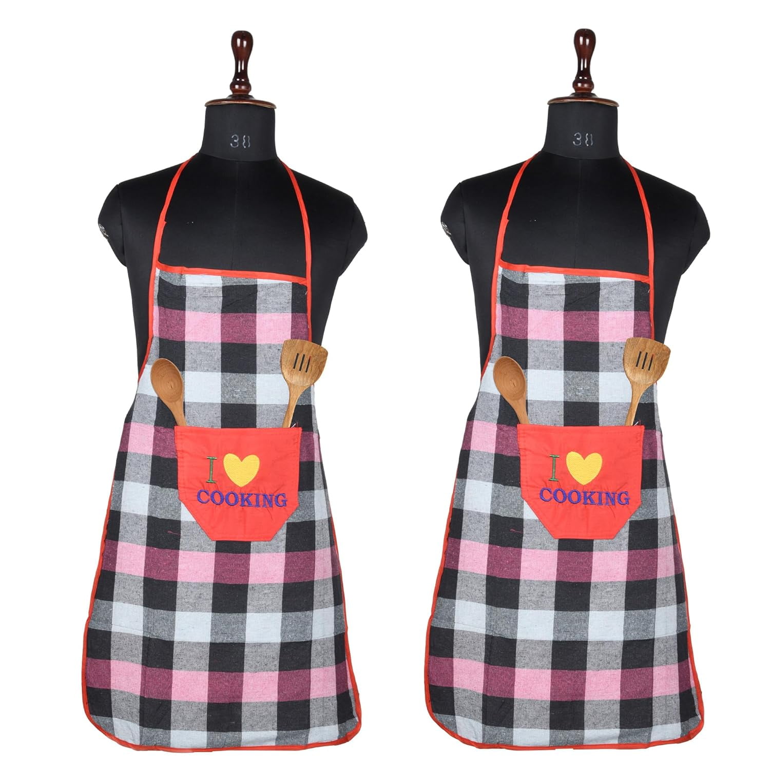 Kuber Industries Pack of 2 Kitchen Apron Apron for Chef Cooking Apron ...