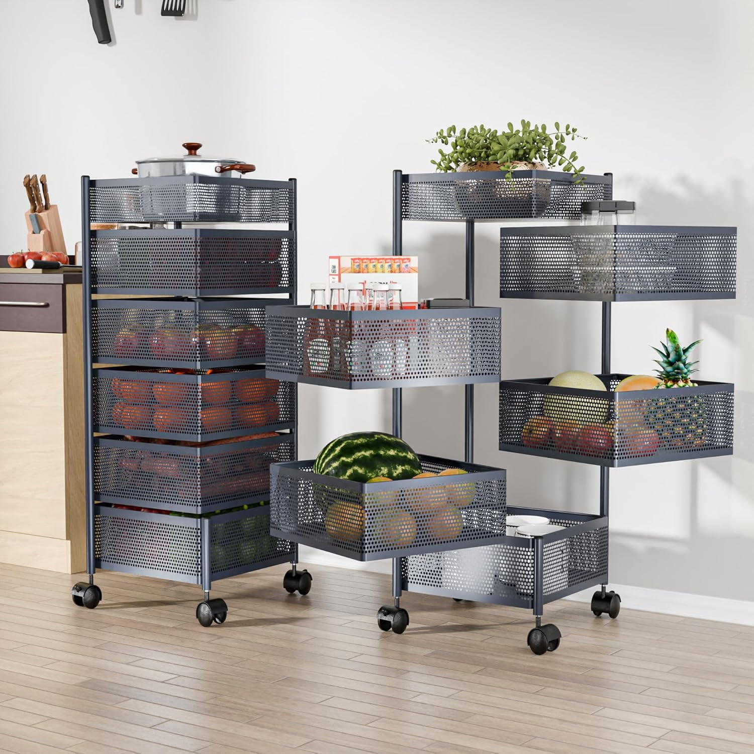 Kuber Industries Pack of 2 Kitchen Storage Rack 51 Layer Metal Kitchen ...