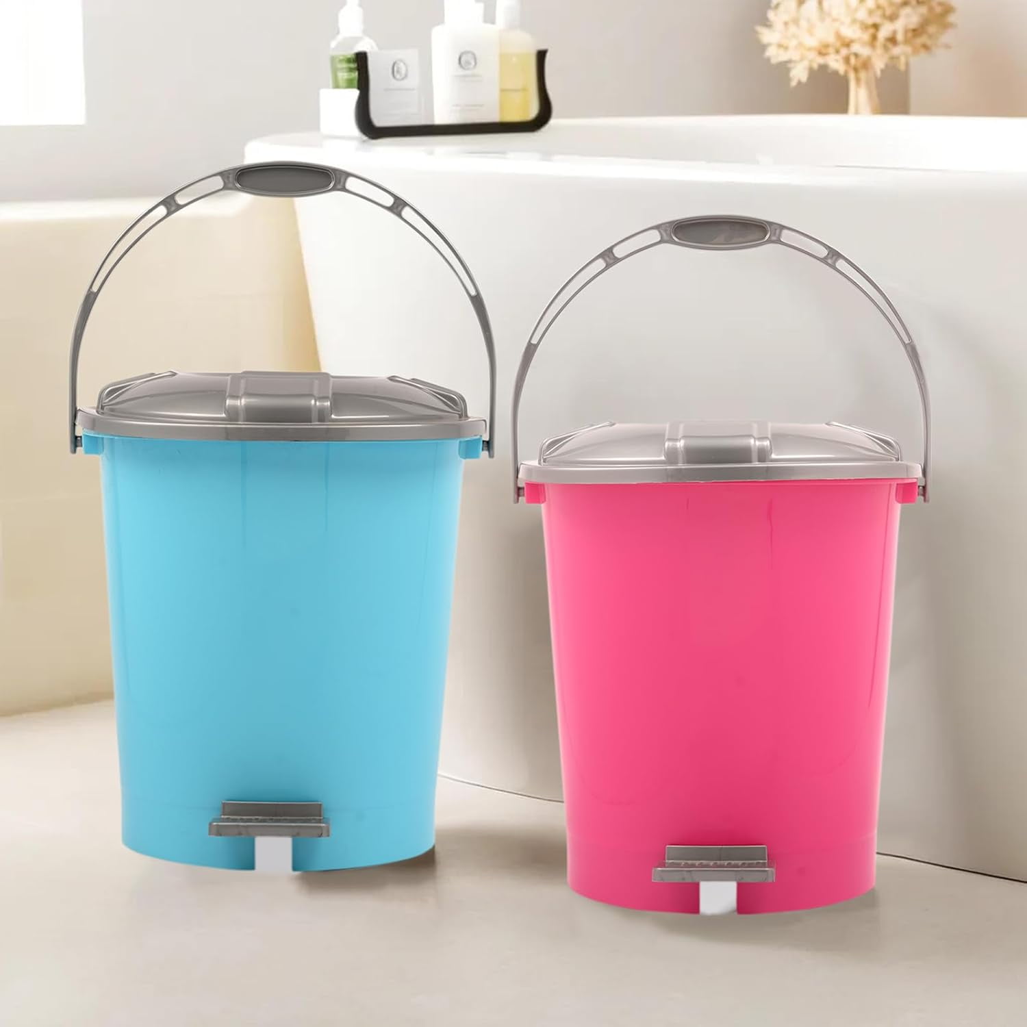 Kuber Industries Pack of 2 Pedal Dustbin 10 Liter Dustbin for Bathroom ...