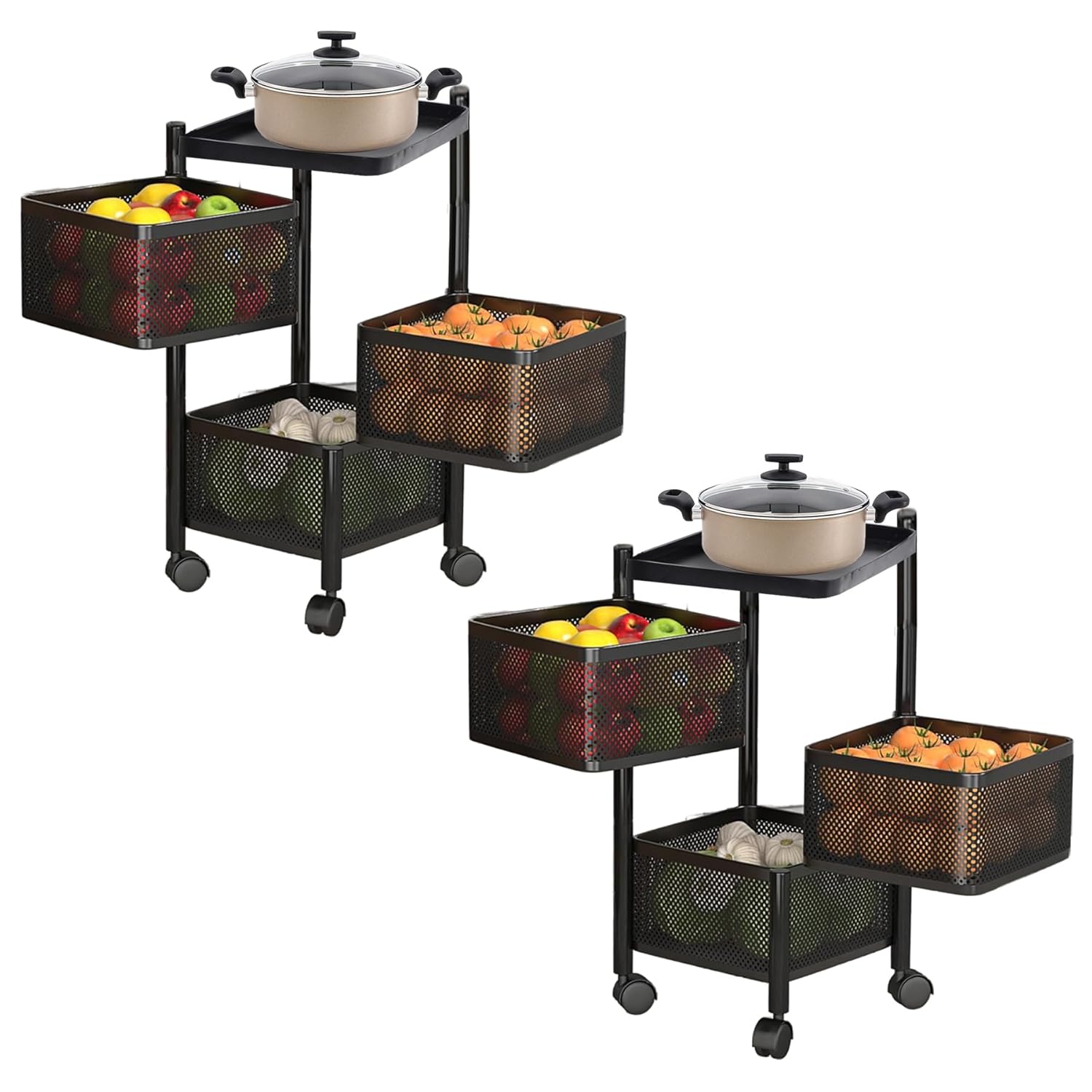 Kuber Industries Pack of 2 Storage Rack 3Layer Square Multipurpose ...