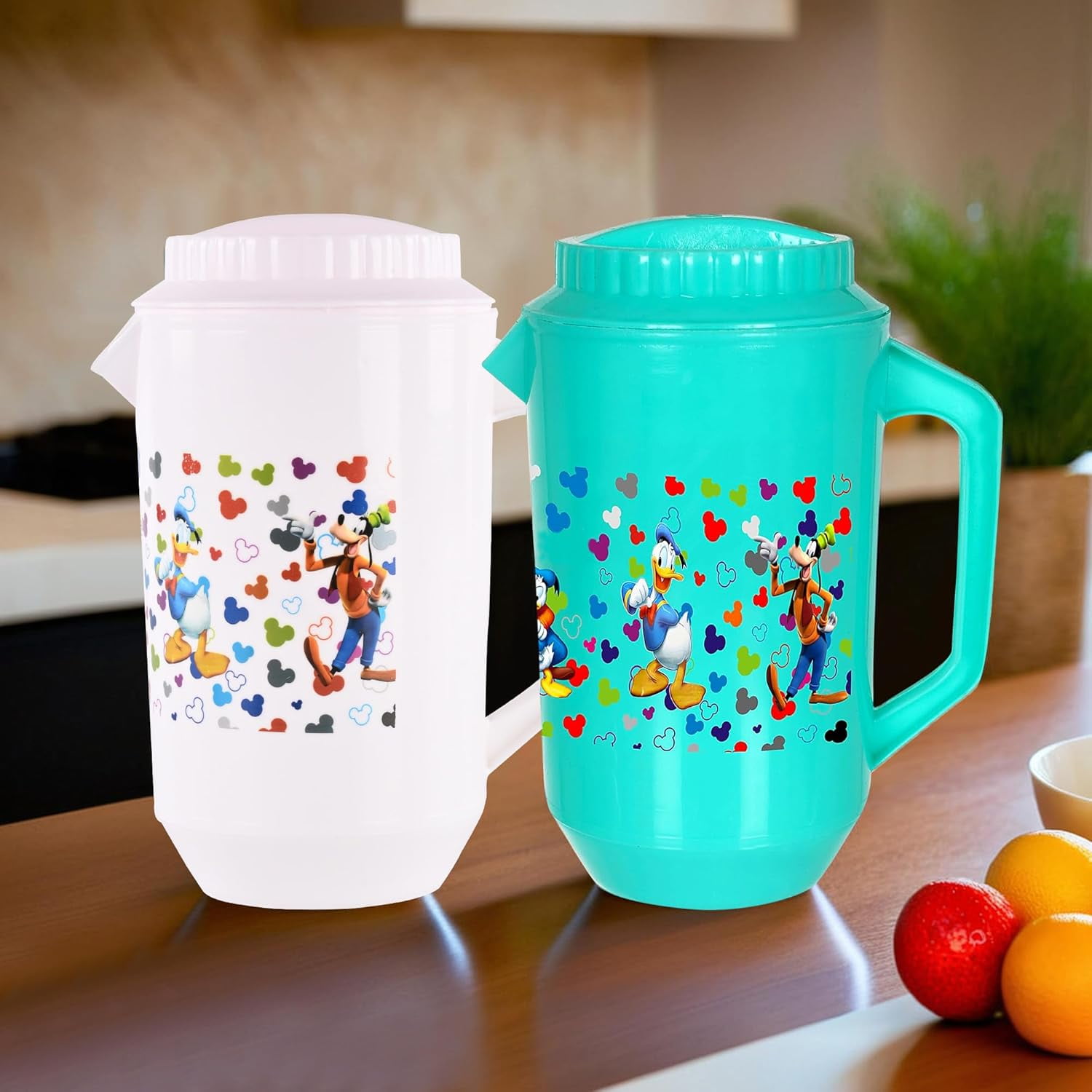Kuber Industries Pack of 2 Water Jug 2 LTR Plastic Jug for Water Disney Team Water Dispenser ...