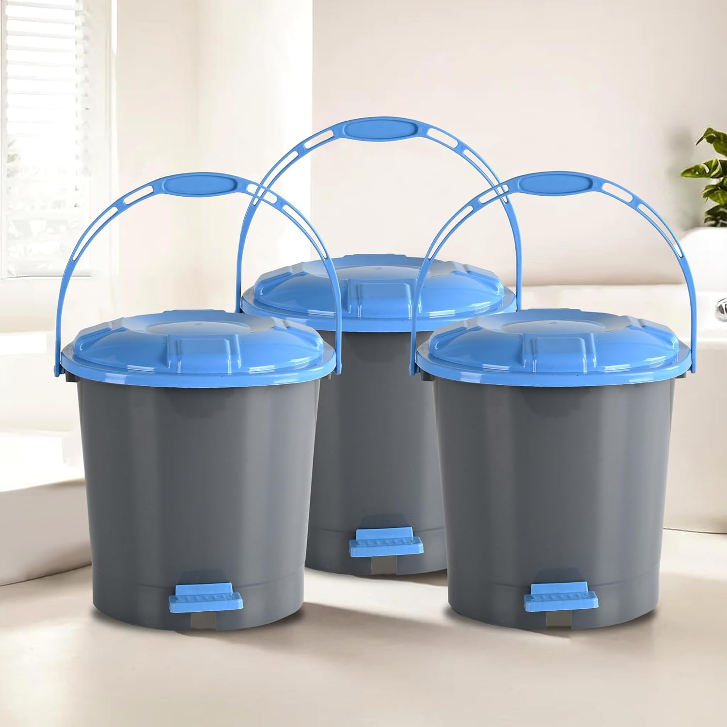 Kuber Industries Pack of 3 Pedal Dustbin 7 LTR Dustbin with Lid Dustbin ...