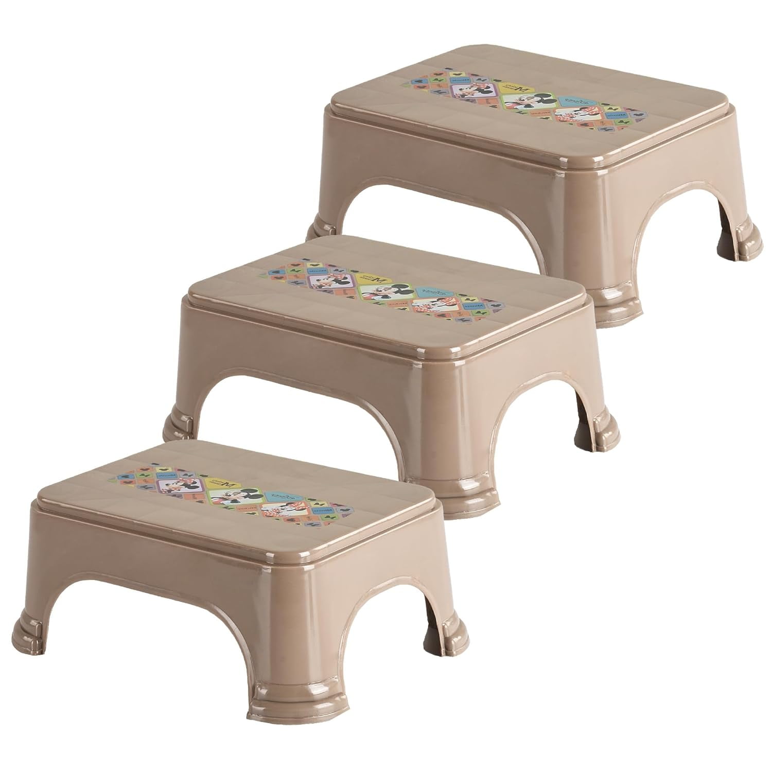Kuber Industries Pack of 3 Stool Check Disney Plastic Stool for ...