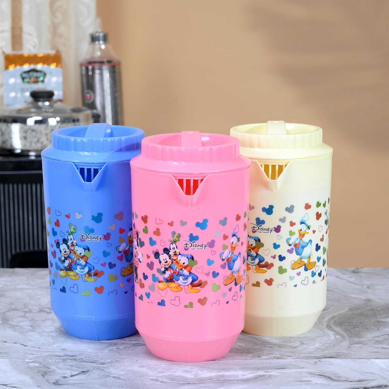 Kuber Industries Pack of 3 Water Jug 2 LTR Plastic Jug for Water Disney ...