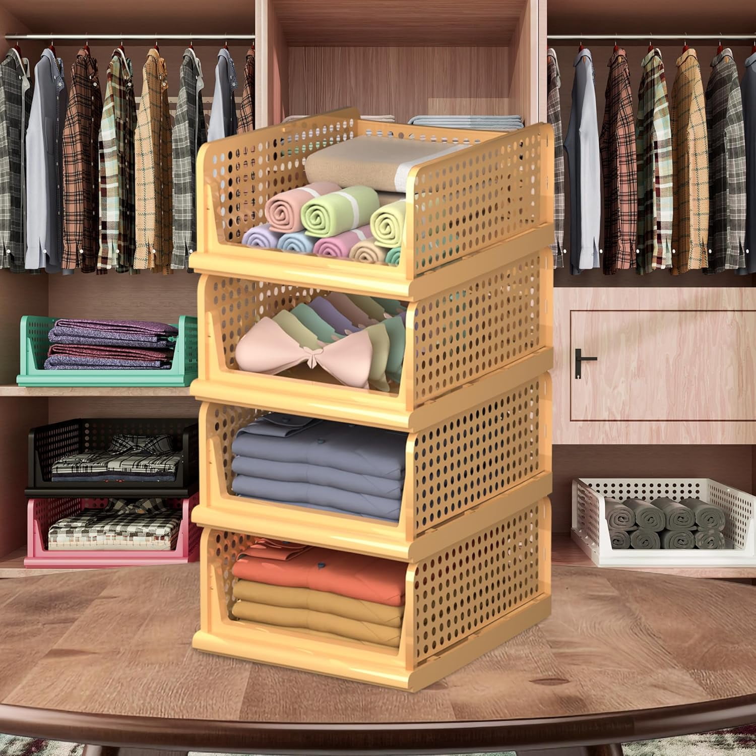 Kuber Industries Pack of 4 Storage Organizer Wardrobe Organizer For ...
