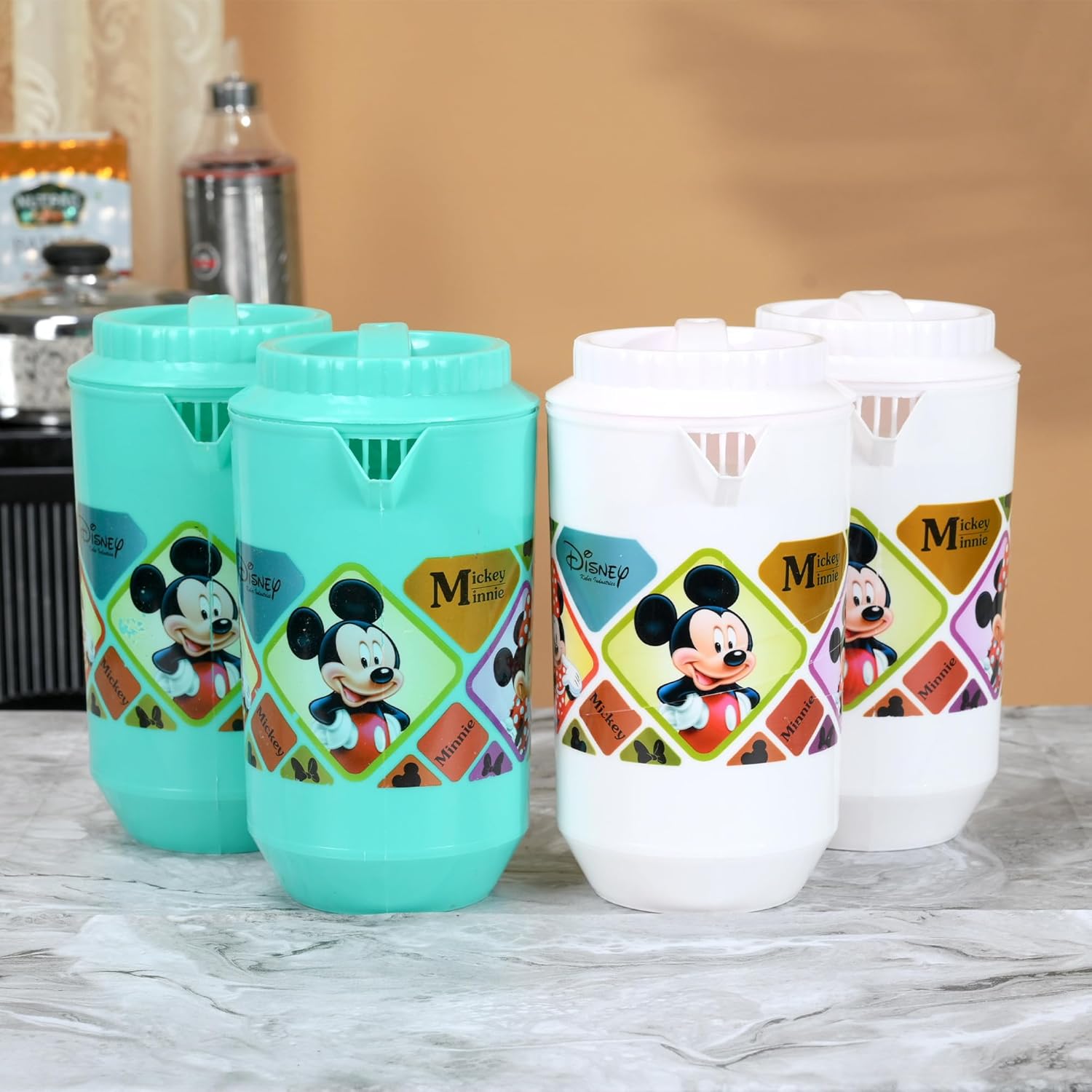 Kuber Industries Pack of 4 Water Jug 2 LTR Plastic Jug for Water Check ...