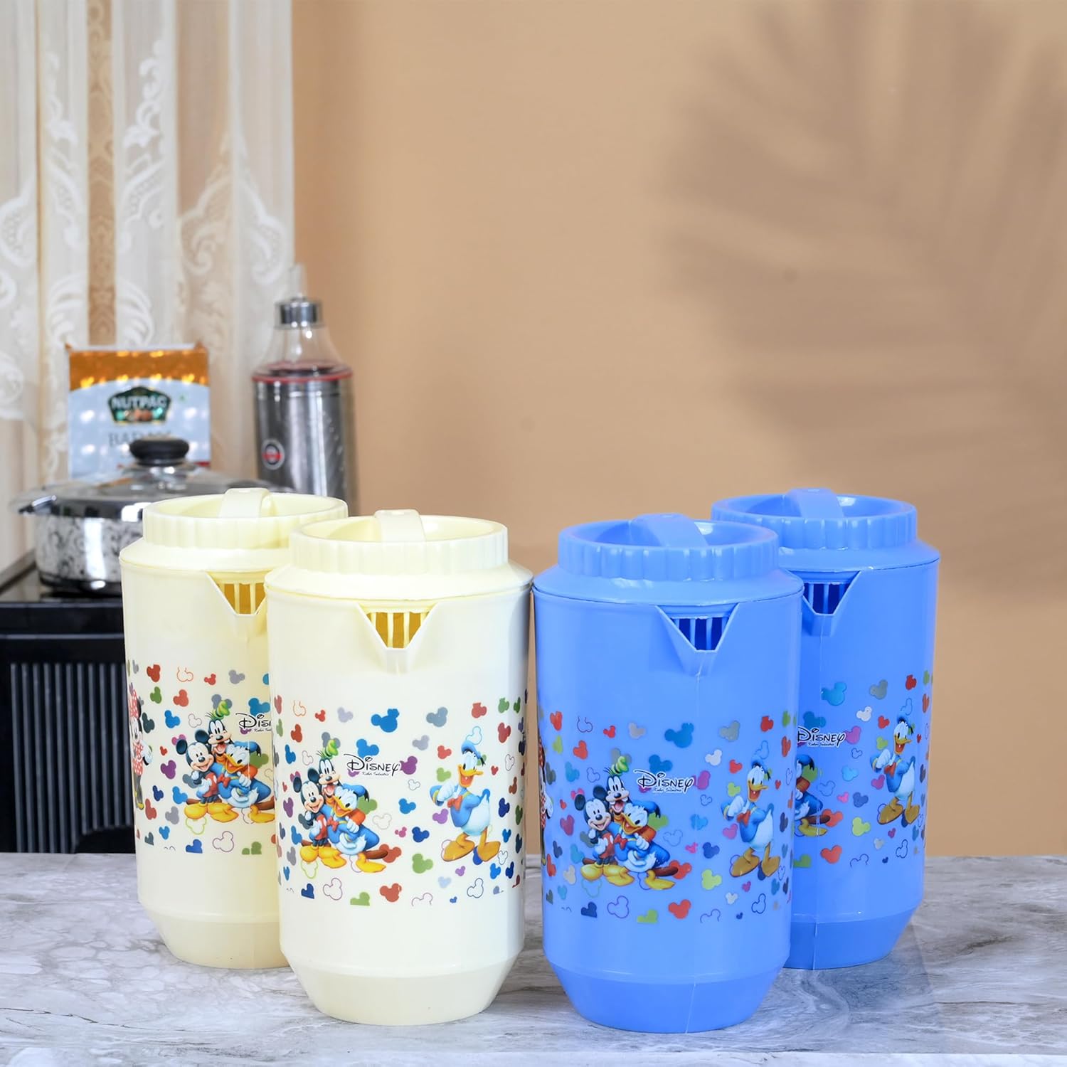 Kuber Industries Pack of 4 Water Jug 2 LTR Plastic Jug for Water Disney ...