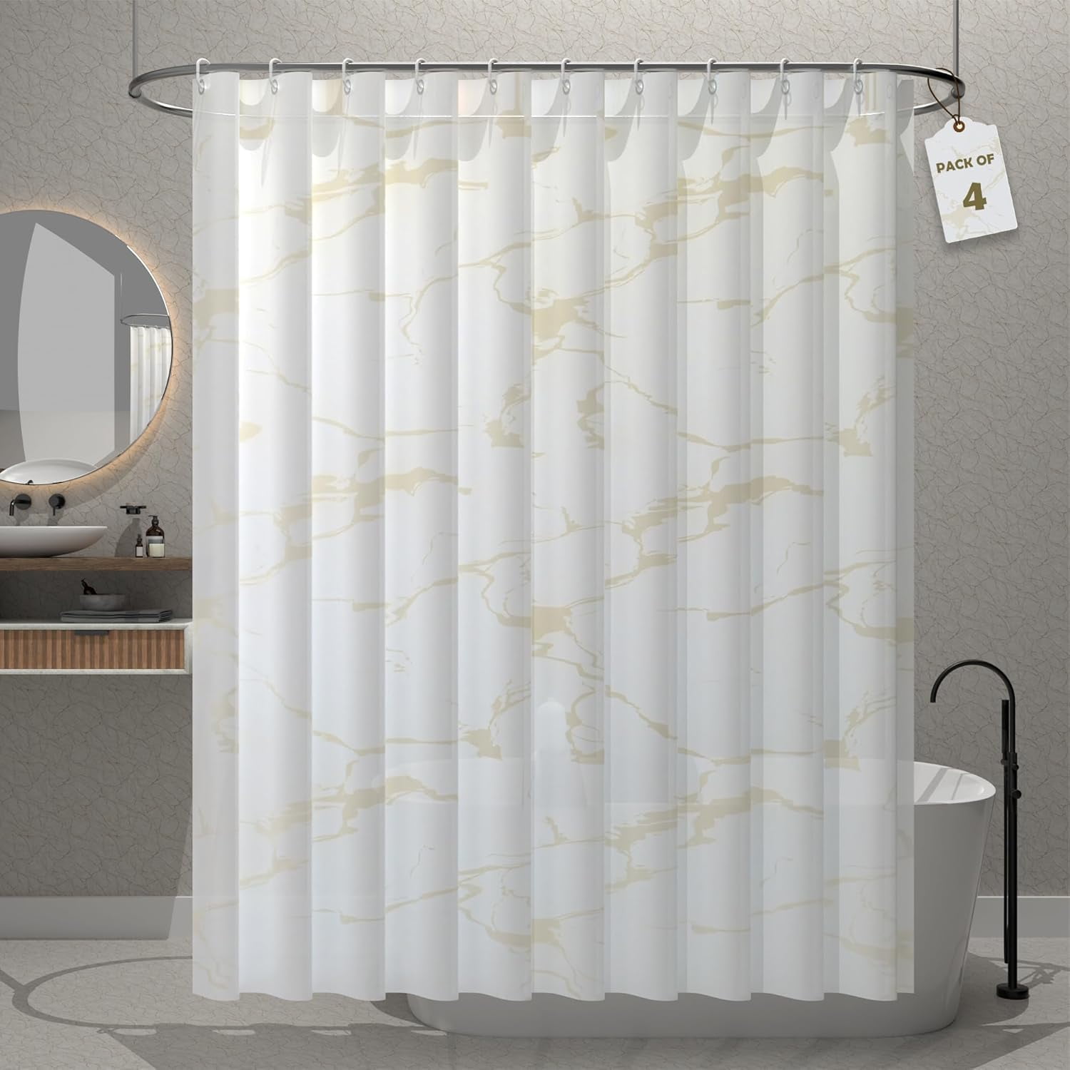 Kuber Industries Pack of 4 Waterproof 71 x 71 Shower Curtains For ...